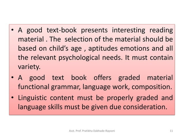 Textbook Analysis By Asst Prof Pratibha Dabhade Raysoni PPT textbook-analysis-by-asst-prof-pratibha-dabhade-raysoni-ppt