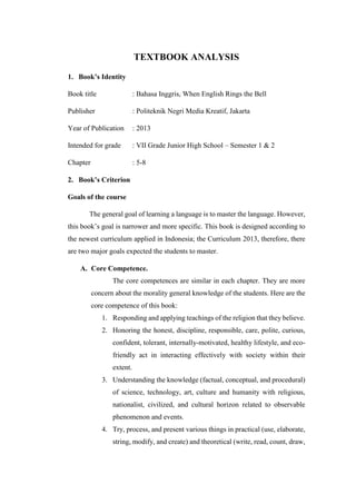 Textbook Analysis - When English Rings the Bell - by Agung Intan | PDF