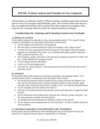 Textbook analysis in class(1) | DOC | Educational Assessment | Education