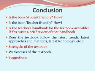 Textbook analysis understanding | PPTX