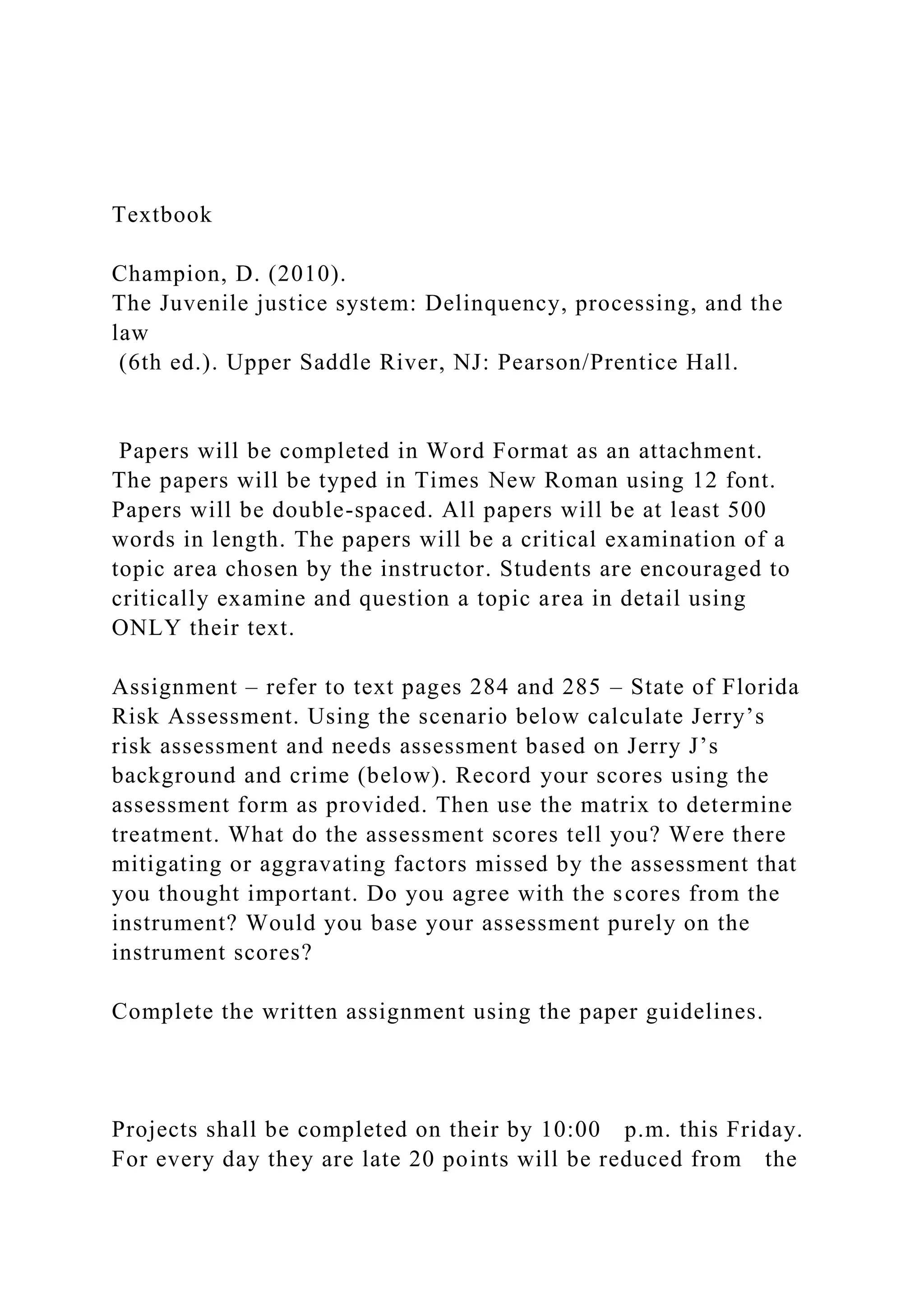 TextbookChampion, D. (2010). The Juvenile justice system .docx