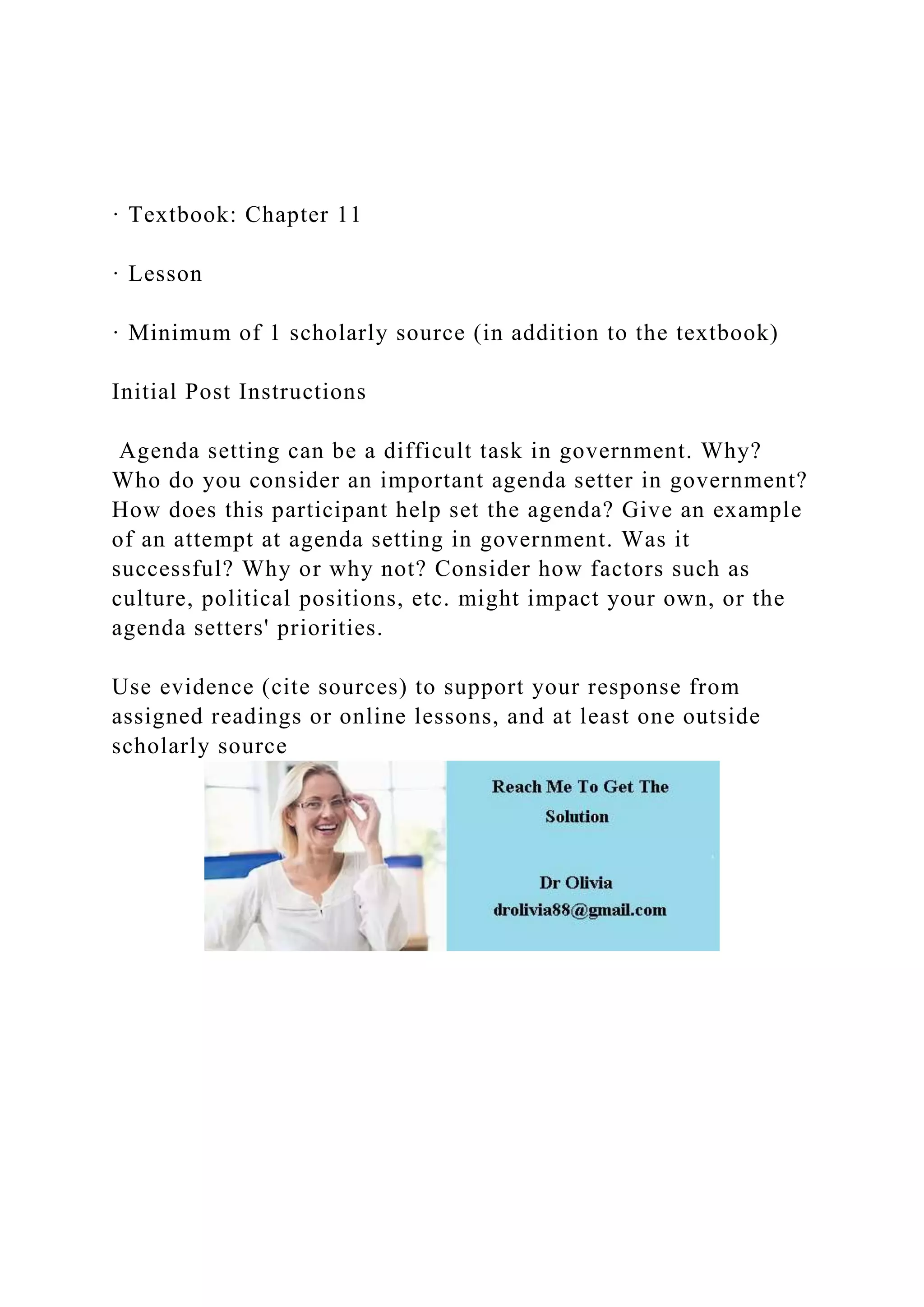 · Textbook Chapter 11· Lesson· Minimum of 1 scholarly s.docx