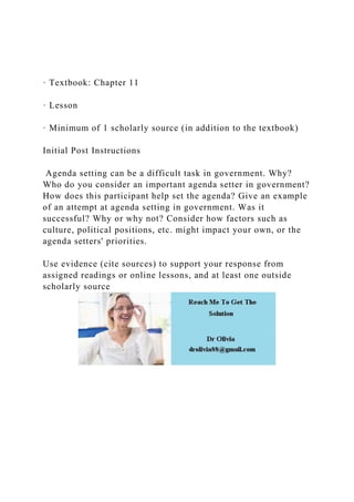 · Textbook Chapter 11· Lesson· Minimum of 1 scholarly s.docx