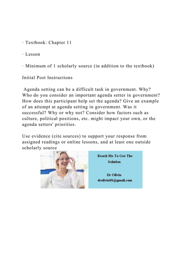 · Textbook Chapter 11· Lesson· Minimum of 1 scholarly s.docx