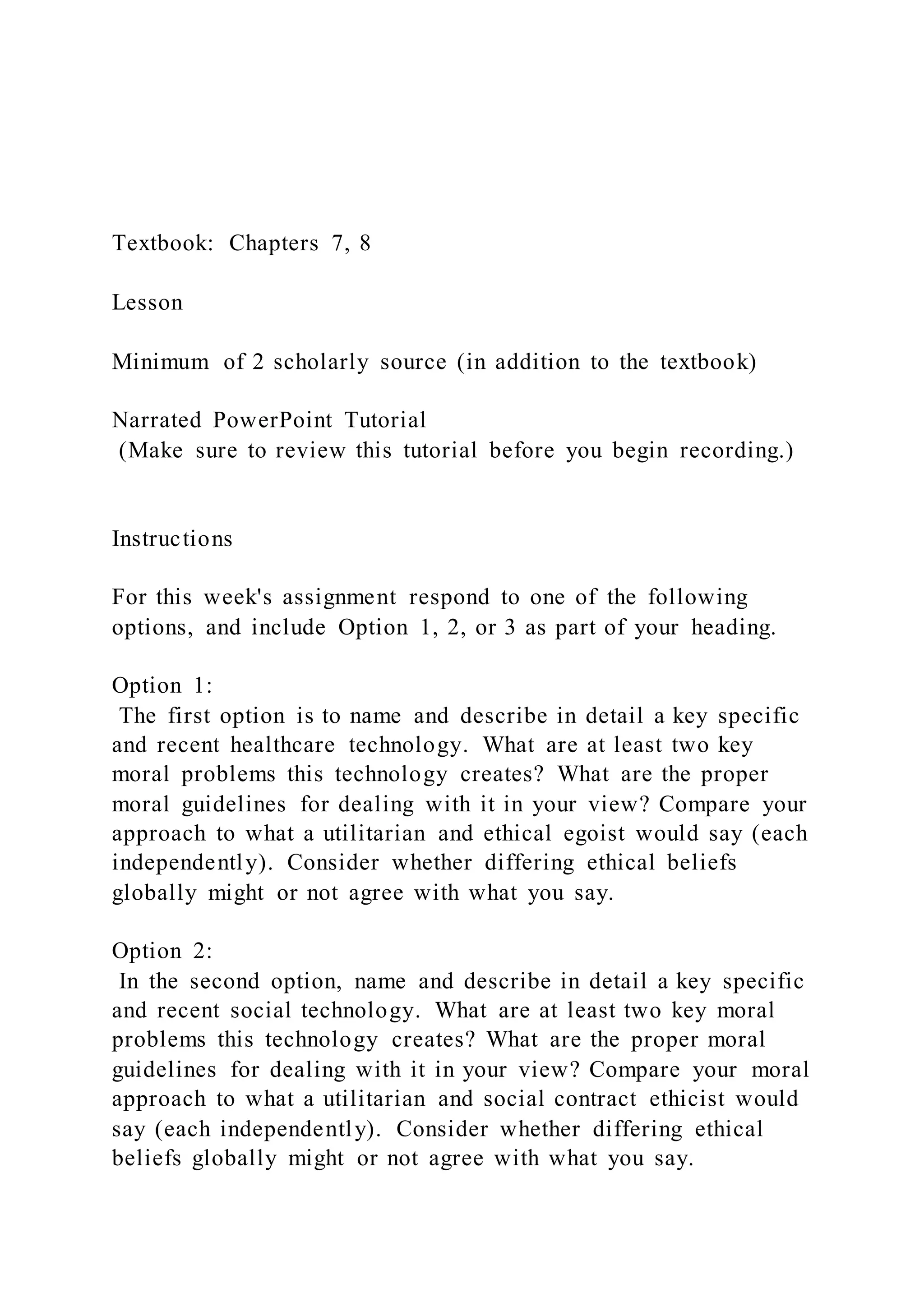 Textbook Chapters 7, 8LessonMinimum of 2 scholarly so | DOCX