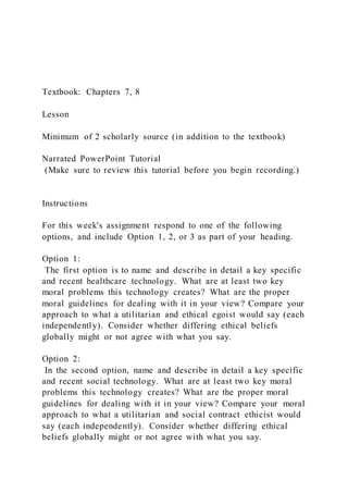 Textbook Chapters 7, 8LessonMinimum of 2 scholarly so | DOCX