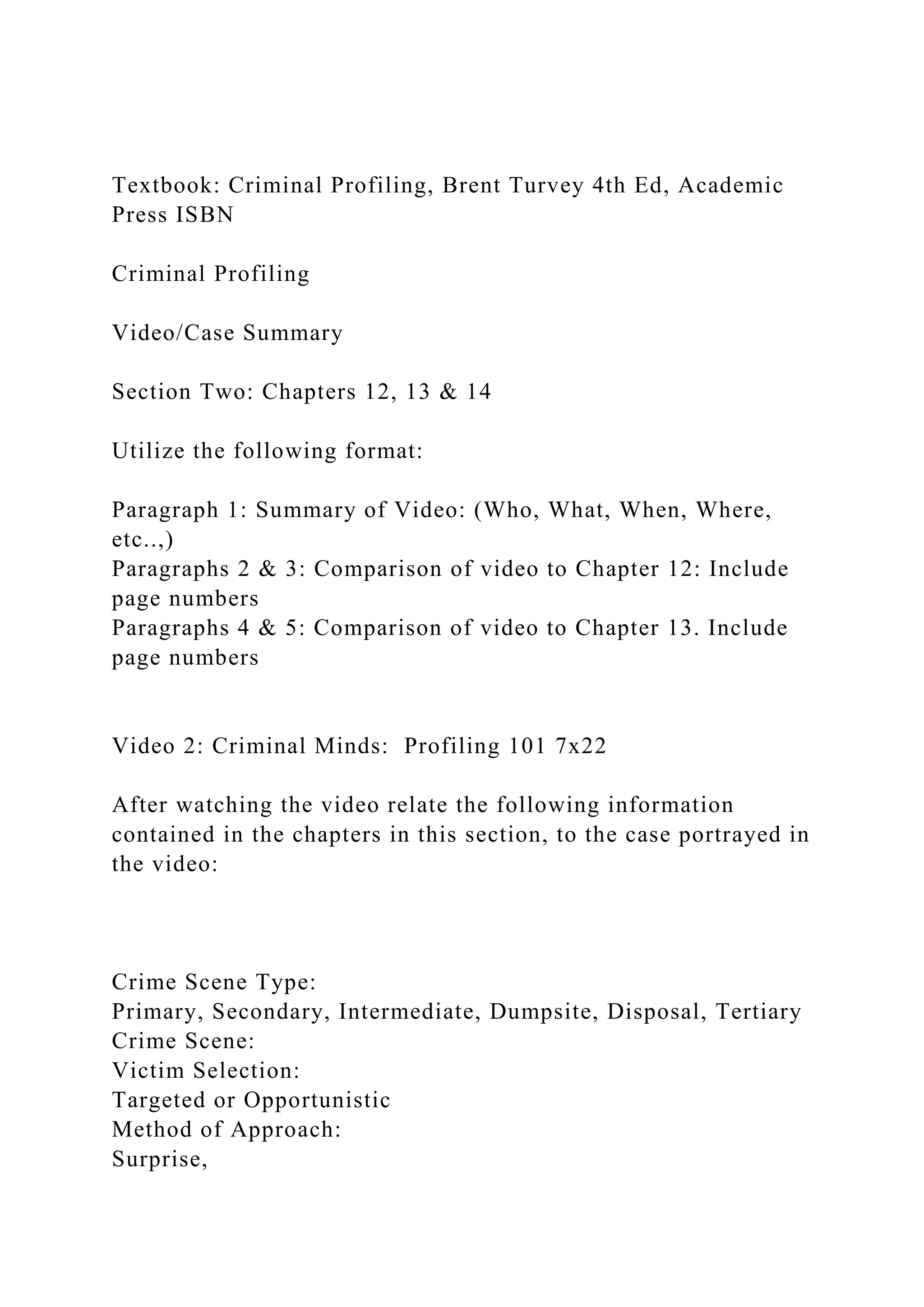 Textbook Criminal Profiling, Brent Turvey 4th Ed, Academic Press .docx