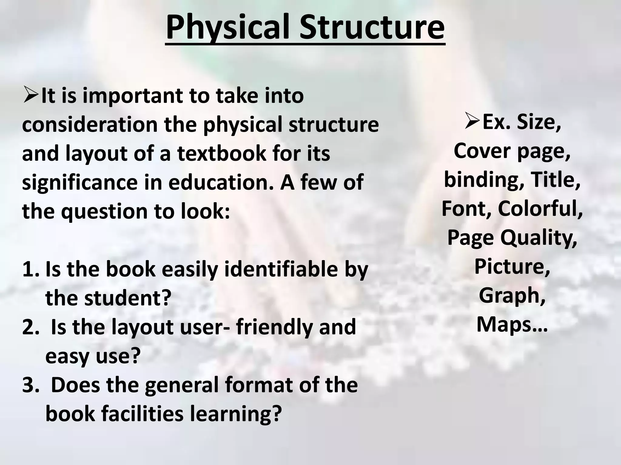 Textbook analysis: criteria and its application | PPTX