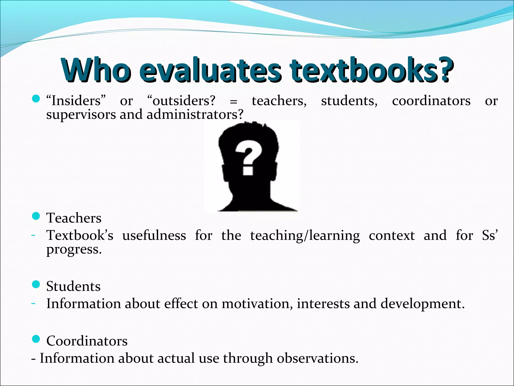 Textbook evaluation in EFL/ESL | PPT