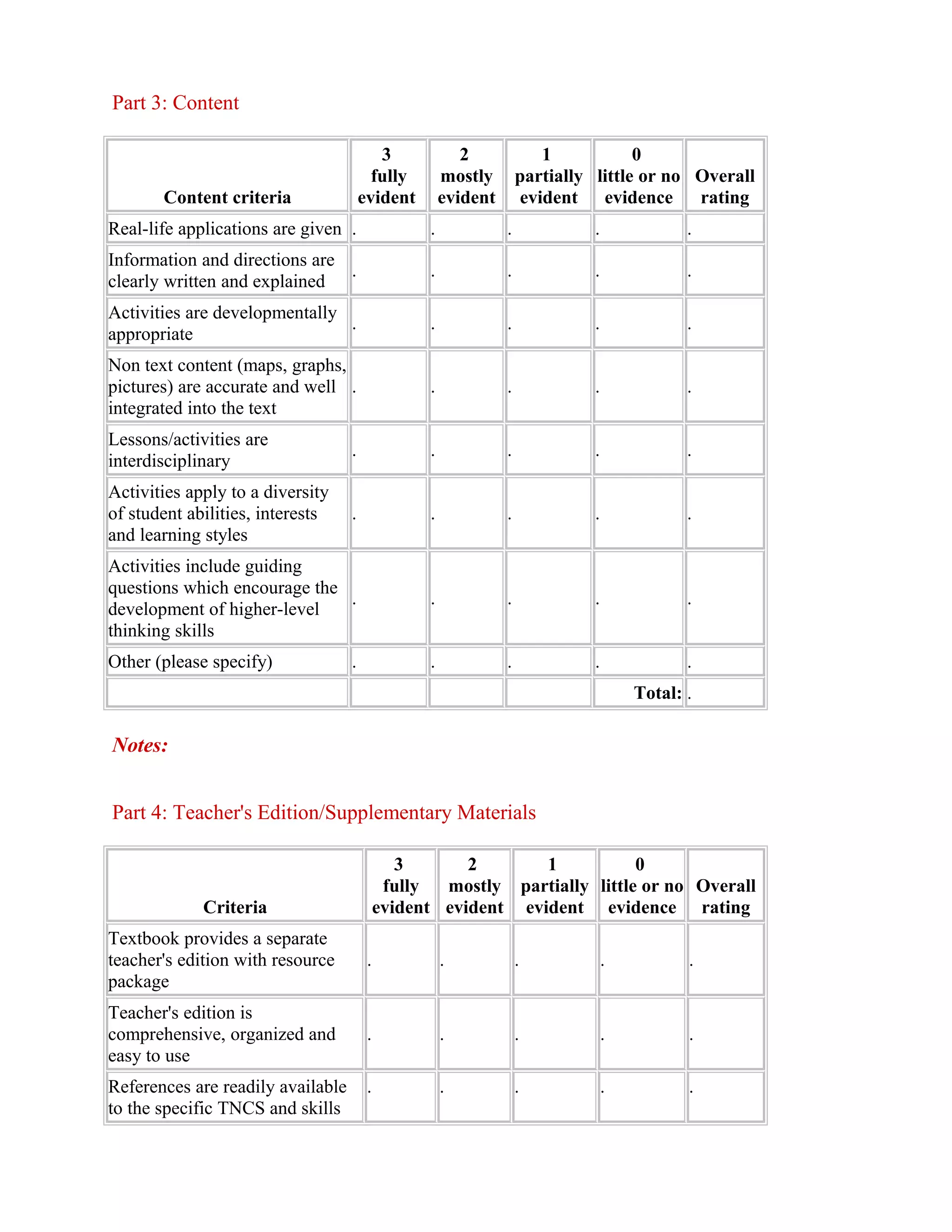 Textbook Evaluation Checklist | DOC