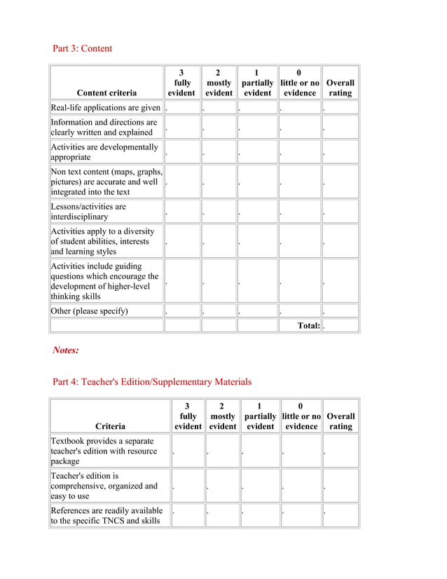Textbook Evaluation Checklist | DOC | Educational Assessment | Education