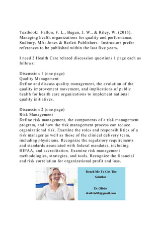 Textbook Fallon, F. L., Begun, J. W., & Riley, W. (2013). Managi.docx