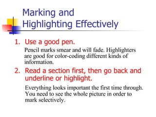 Textbook Highlighting and Marking | PPT
