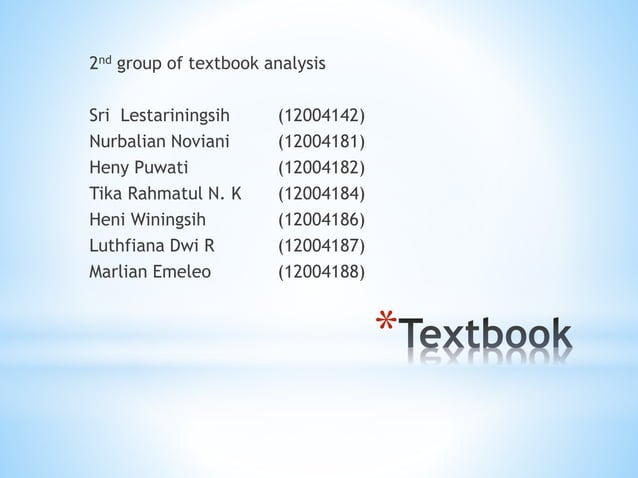 Textbook analysis | PPTX | Education