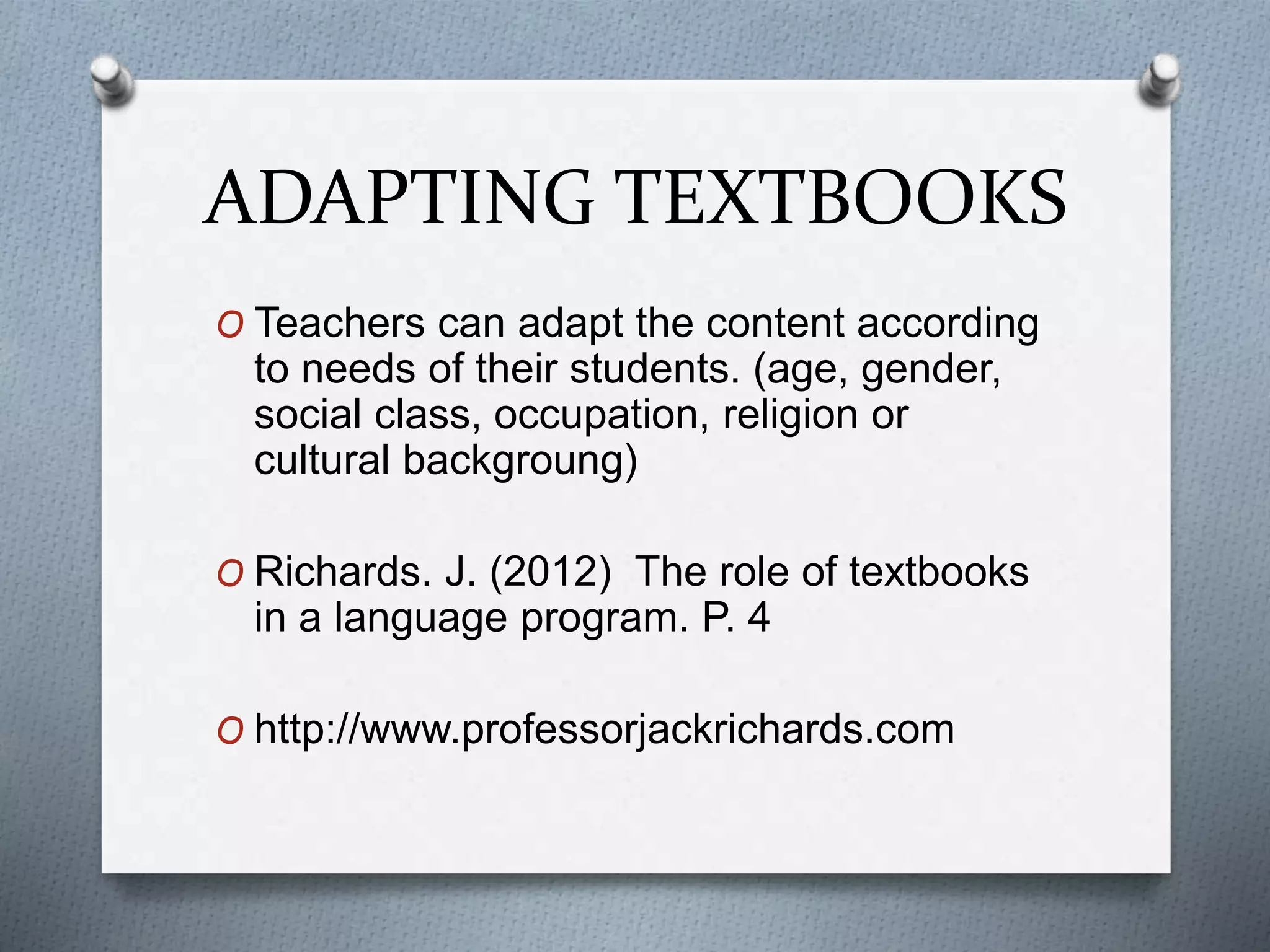 Textbooks in language teaching. 2016 | PPTX