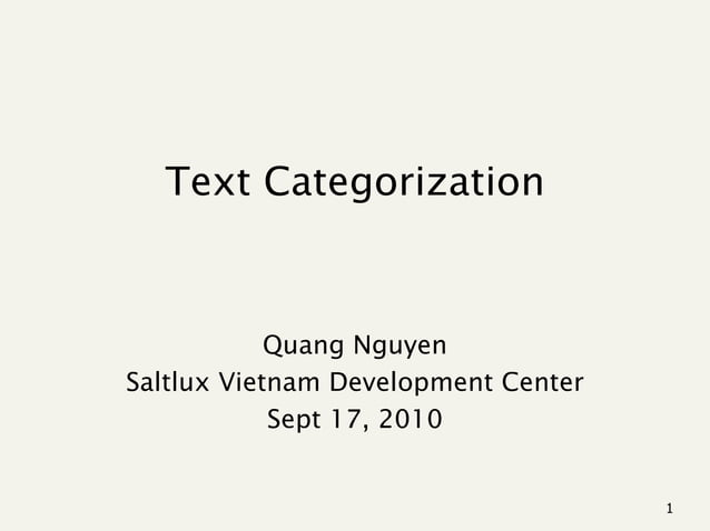 Text categorization | PPT