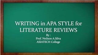APA Style for Literature reviews | PPT
