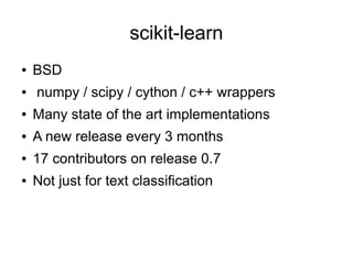 Statistical Machine Learning for Text Classification with scikit-learn and NLTK | PPT