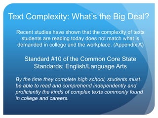 Text Complexity and the Common Core | PPTX | Educational Assessment | Education