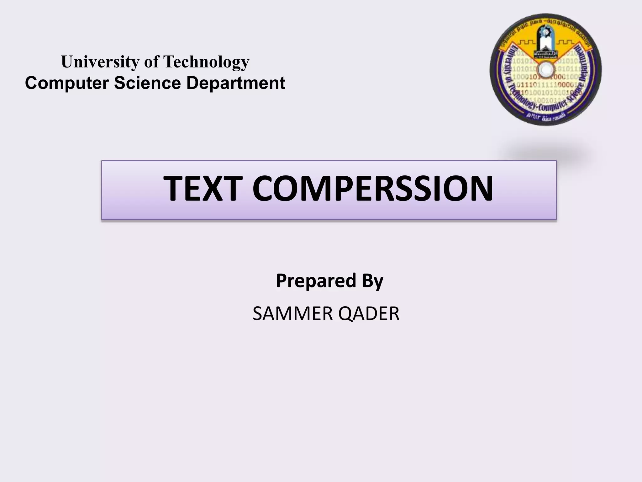 Text Compression Pptx Programming Languages Computing