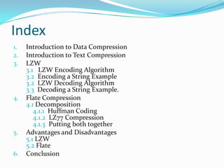 Text compression in LZW and Flate | PPTX