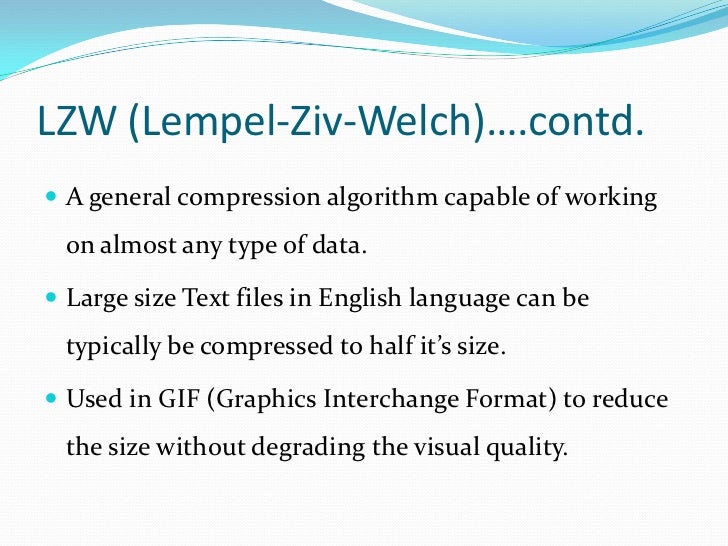 Text compression in LZW and Flate Text compression in LZW and Flate
