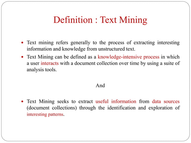 Text data mining1 | PPTX | Databases | Computer Software and Applications