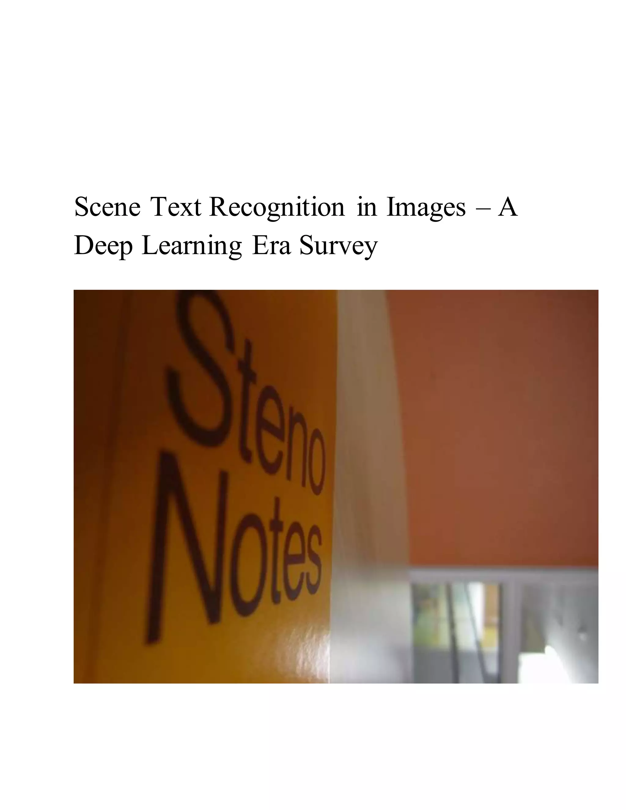 Scene Text detection in Images-A Deep Learning Survey | DOCX