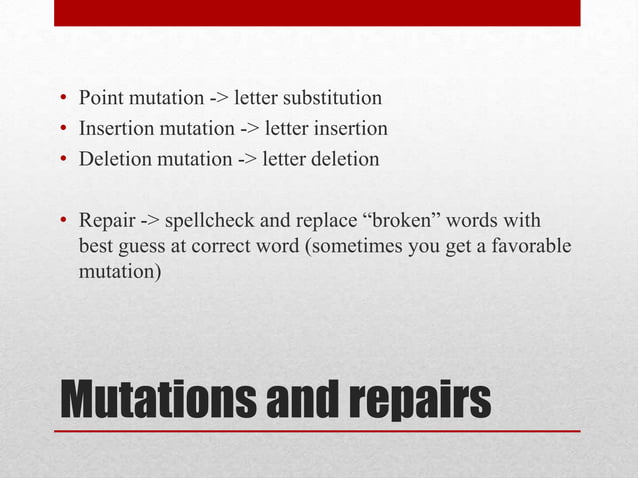 Text evolution: Modeling DNA replication mechanisms with text | PPT