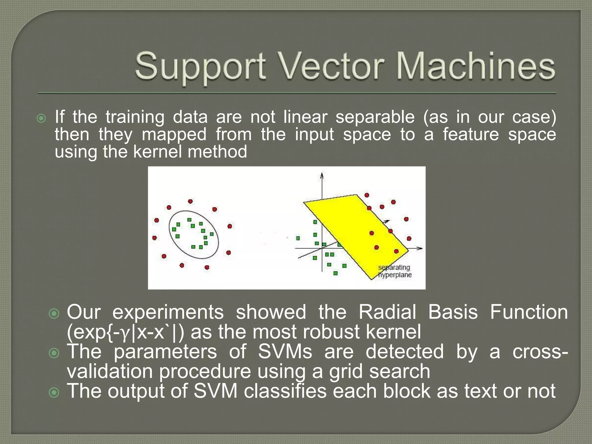 Text Extraction Using Document Structure Features And Support Vector Machines Ppt