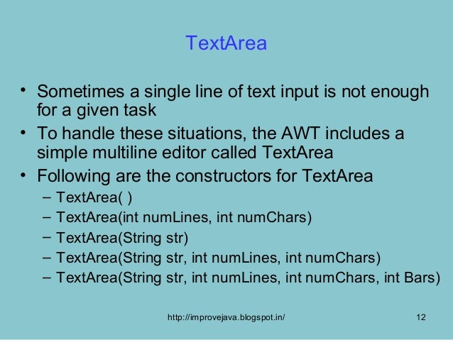 Text field and textarea