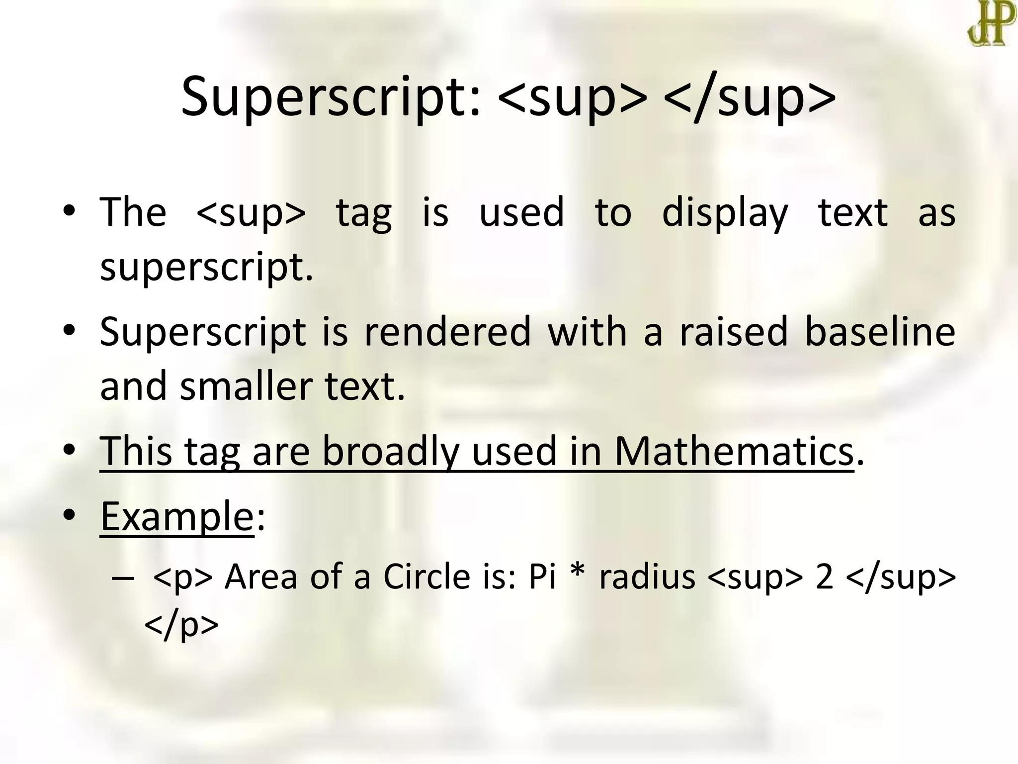 HTML Text formatting tags | PPTX
