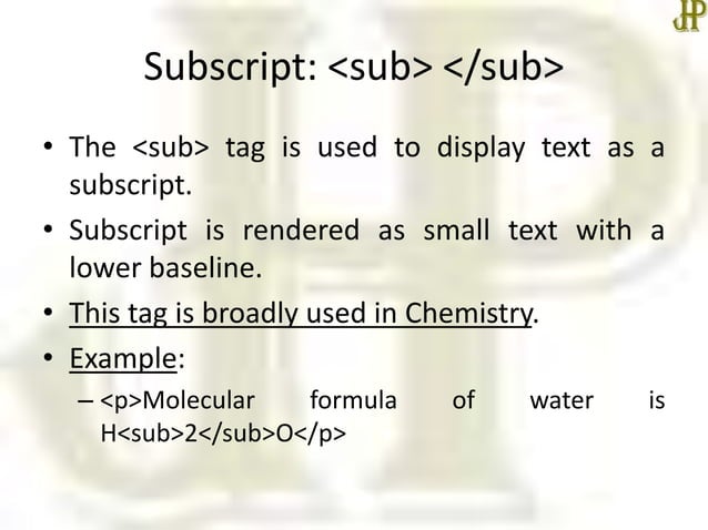 HTML Text formatting tags | PPTX