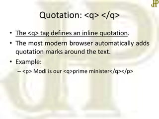 HTML Text formatting tags | PPTX