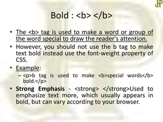 HTML Text formatting tags | PPTX