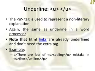 HTML Text formatting tags | PPTX
