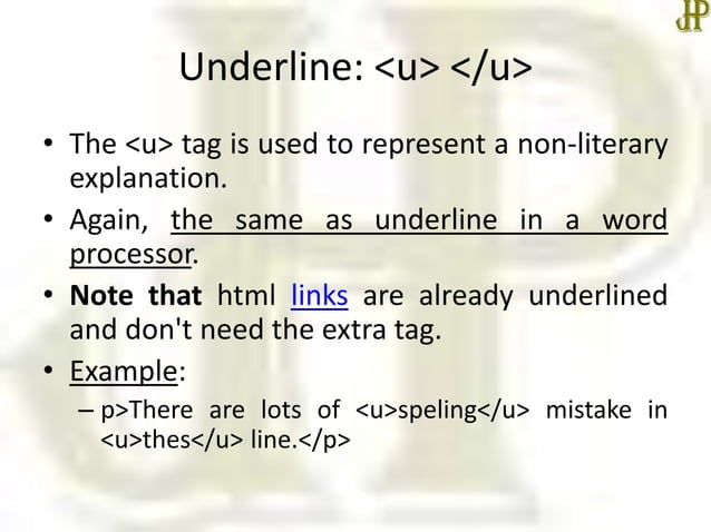 HTML Text formatting tags | PPTX