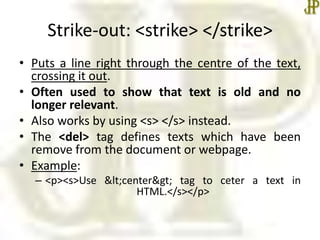 HTML Text formatting tags | PPTX