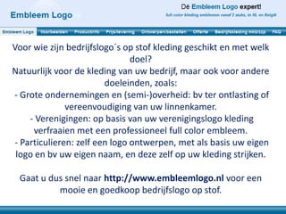 Bedrijfslogo op stof | PPTX | Apparel Industry | Industries