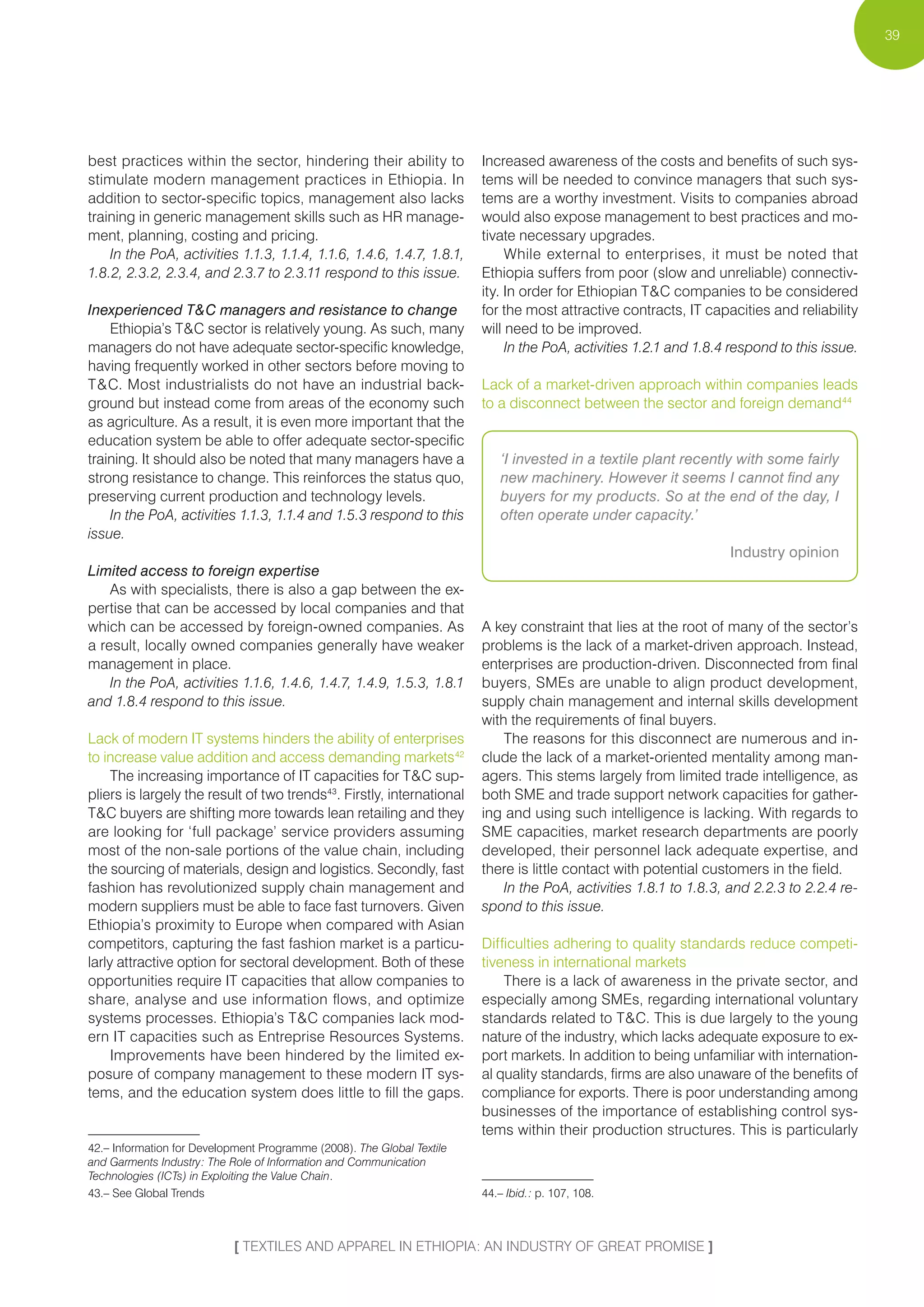 Textile and clothing value chain roadmap to 2020 | PDF