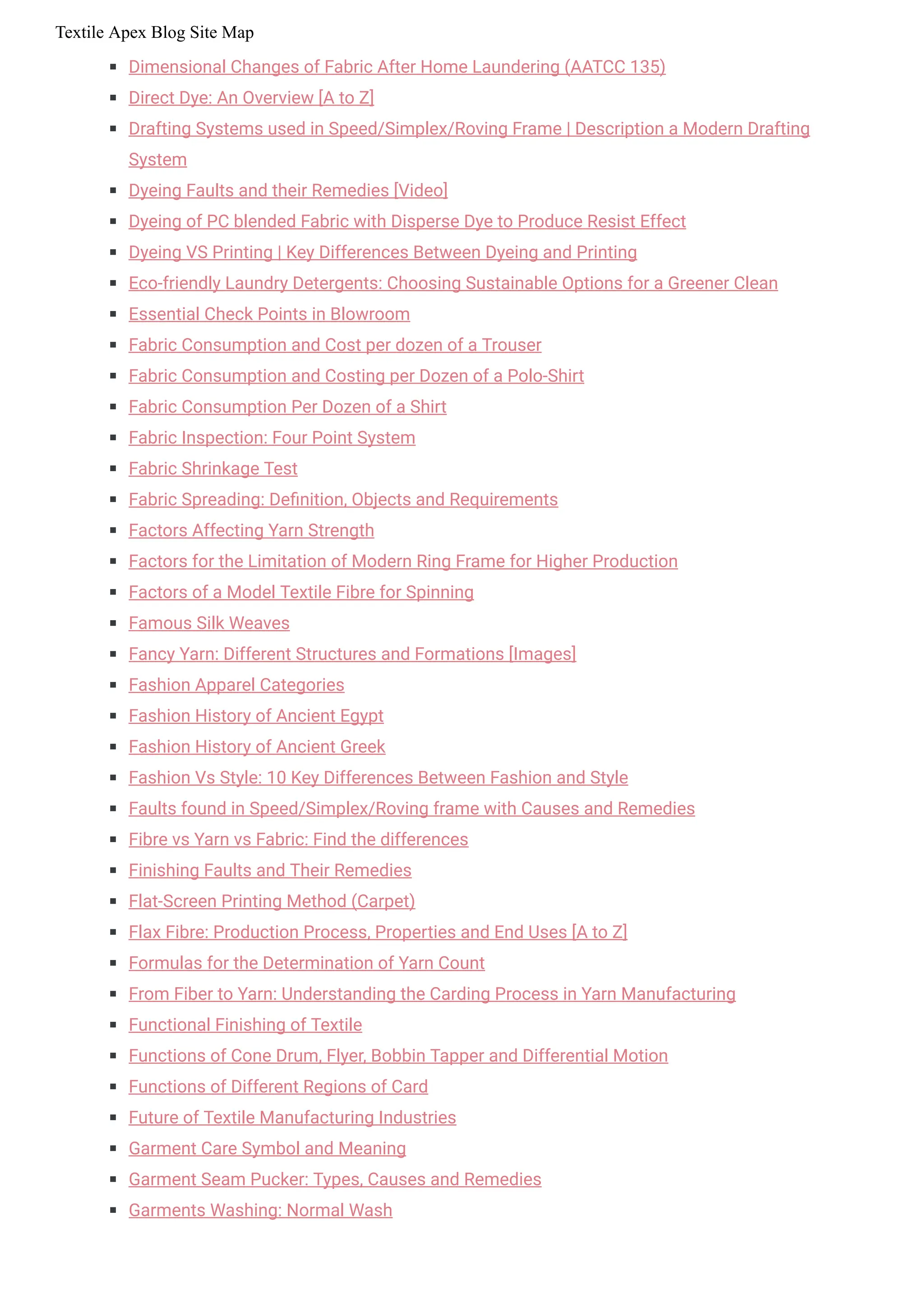 Textile Apex Blog Site Map | PDF