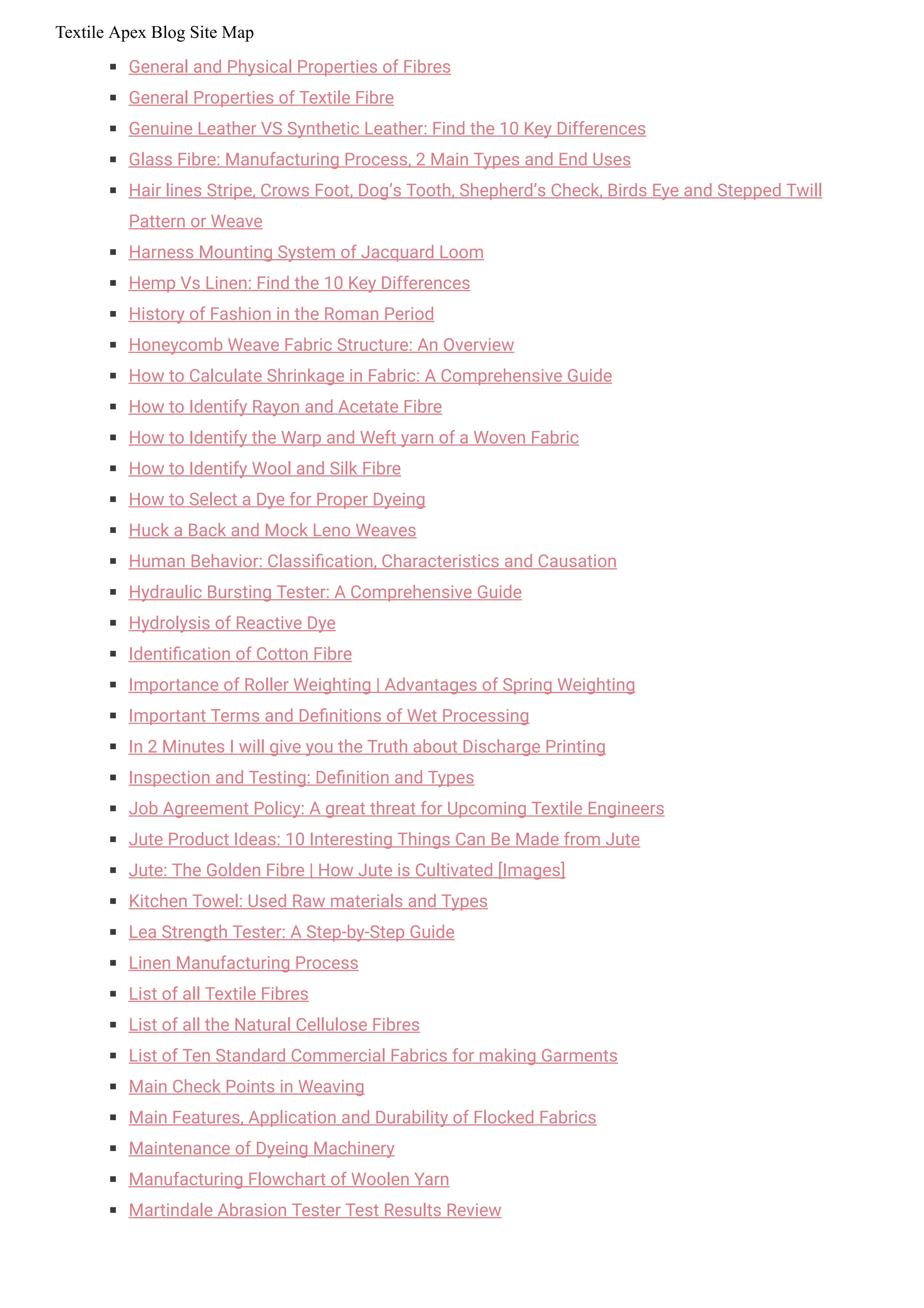 Textile Apex Blog Site Map | PDF