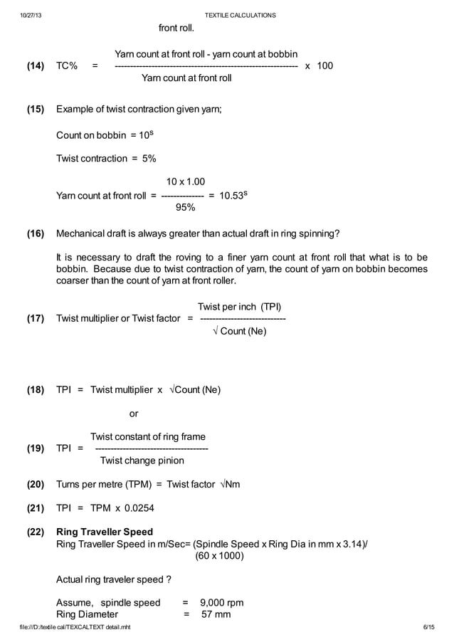 Textile calculations | PDF | Needlework | Arts and Crafts