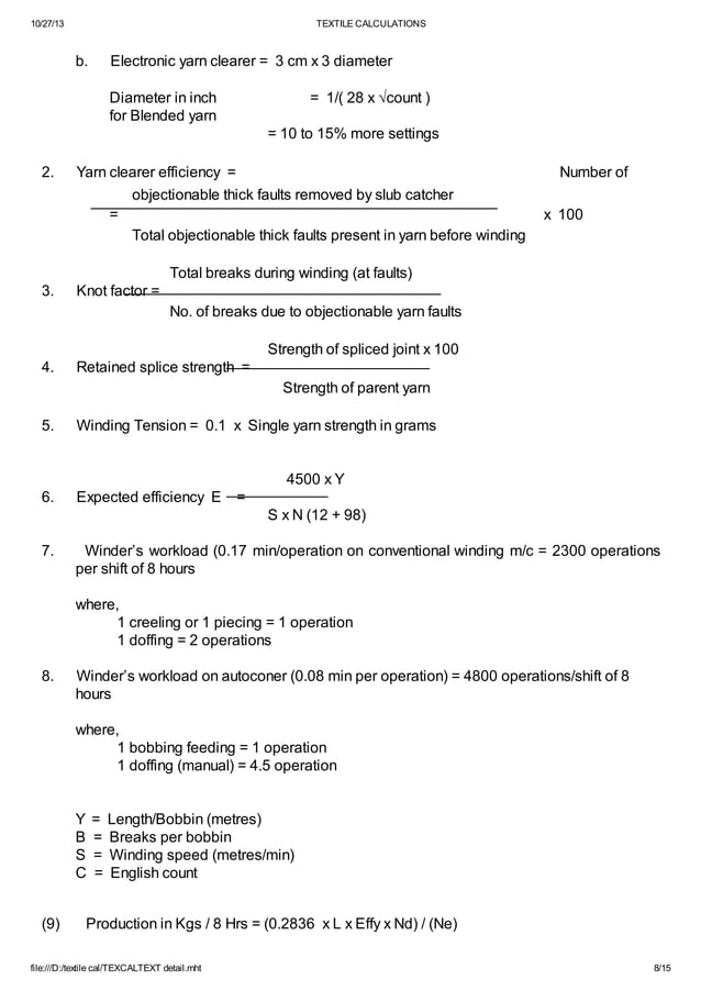 Textile calculations | PDF | Needlework | Arts and Crafts