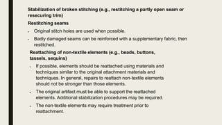 Textile conservation needle technique | PPTX
