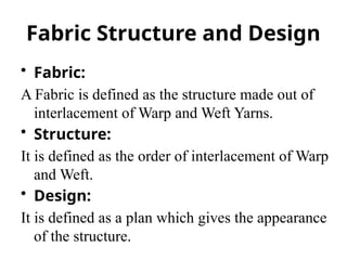 Introduction to Textile design and technology | PPT