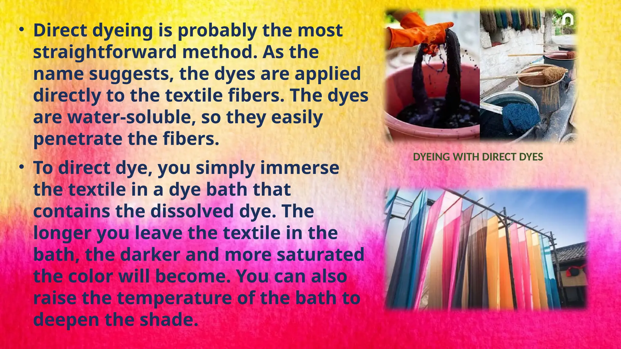 TEXTILE DYEING , DIFFERENT TYPES OF DYES | PPTX