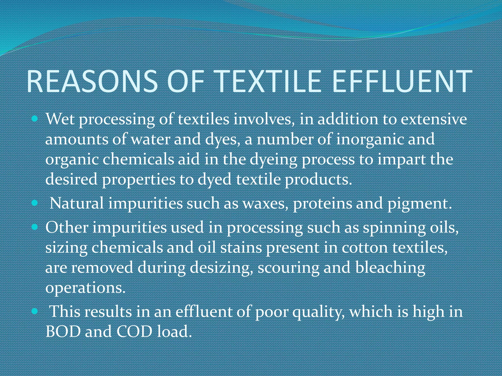 Textile effulent treatment, Waste water treatment | PPTX | Indoor ...