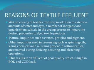 Textile effulent treatment, Waste water treatment | PPTX | Indoor ...