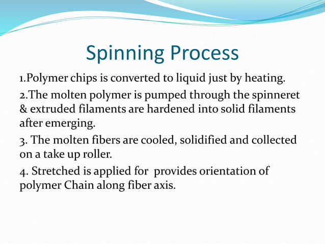 Melt Spinning Process for filament fiber production | PPTX | Needlework | Arts and Crafts